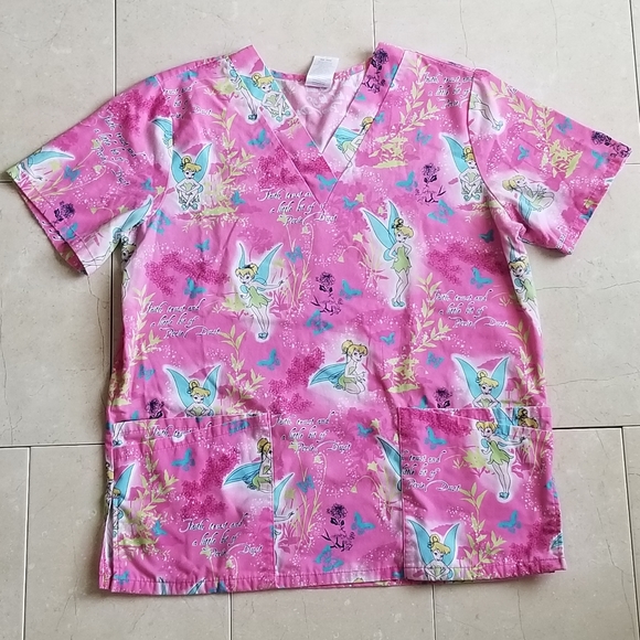 Disney | Tops | Tinkerbell V Neck Scrub Top | Poshmark